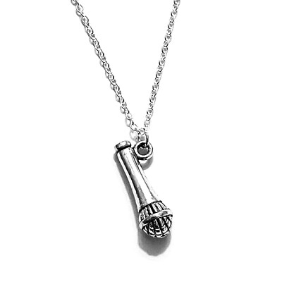 Silver Microphone Necklace on 18” .925 Sterling Silver Plate Chain ...