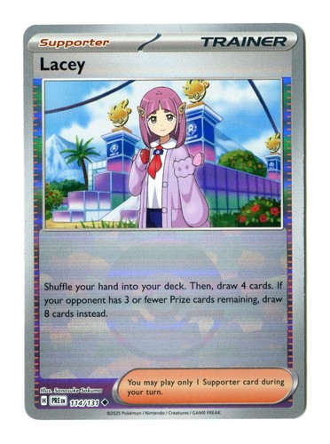 Lacey 114/131 Pokeball Reverse Holo Prismatic Evolutions Pokemon Card ...