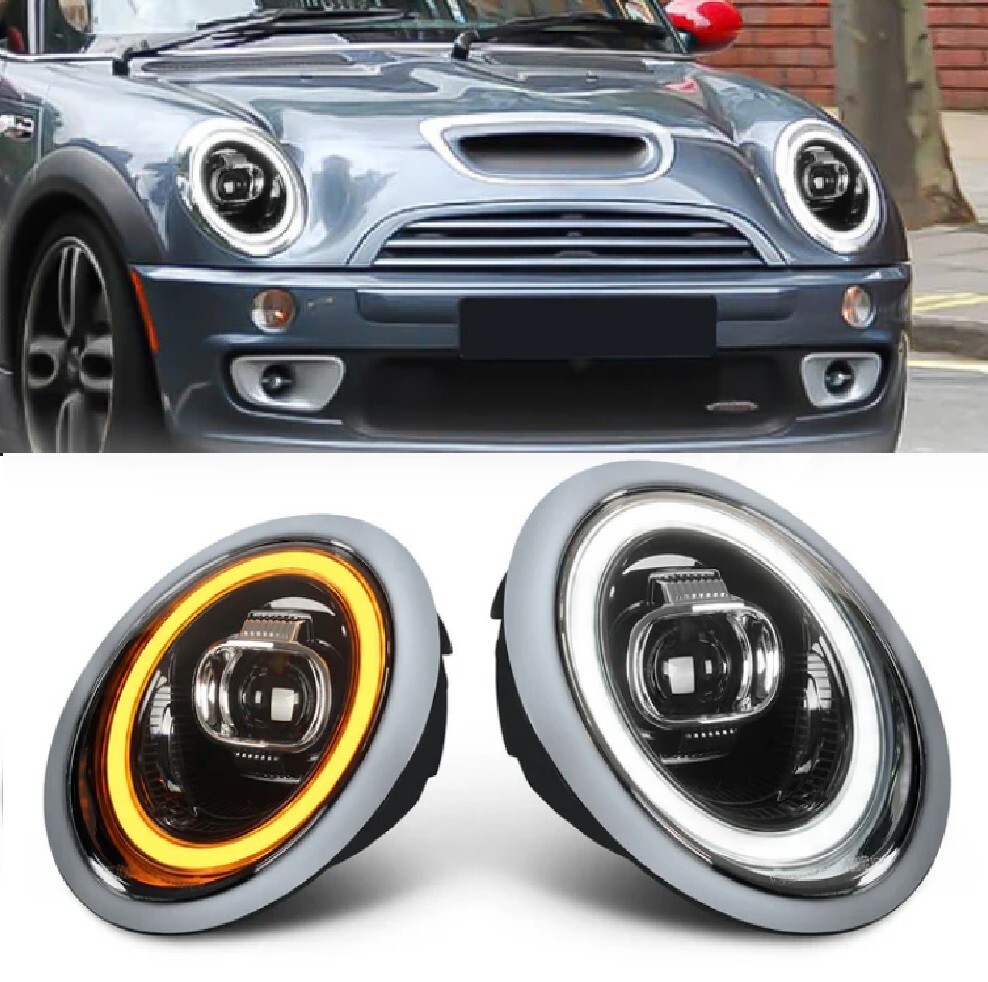 R53 MINI Cooper S JCW LED Halo Projector Headlights 2002 - 2006 RHD LHD ...