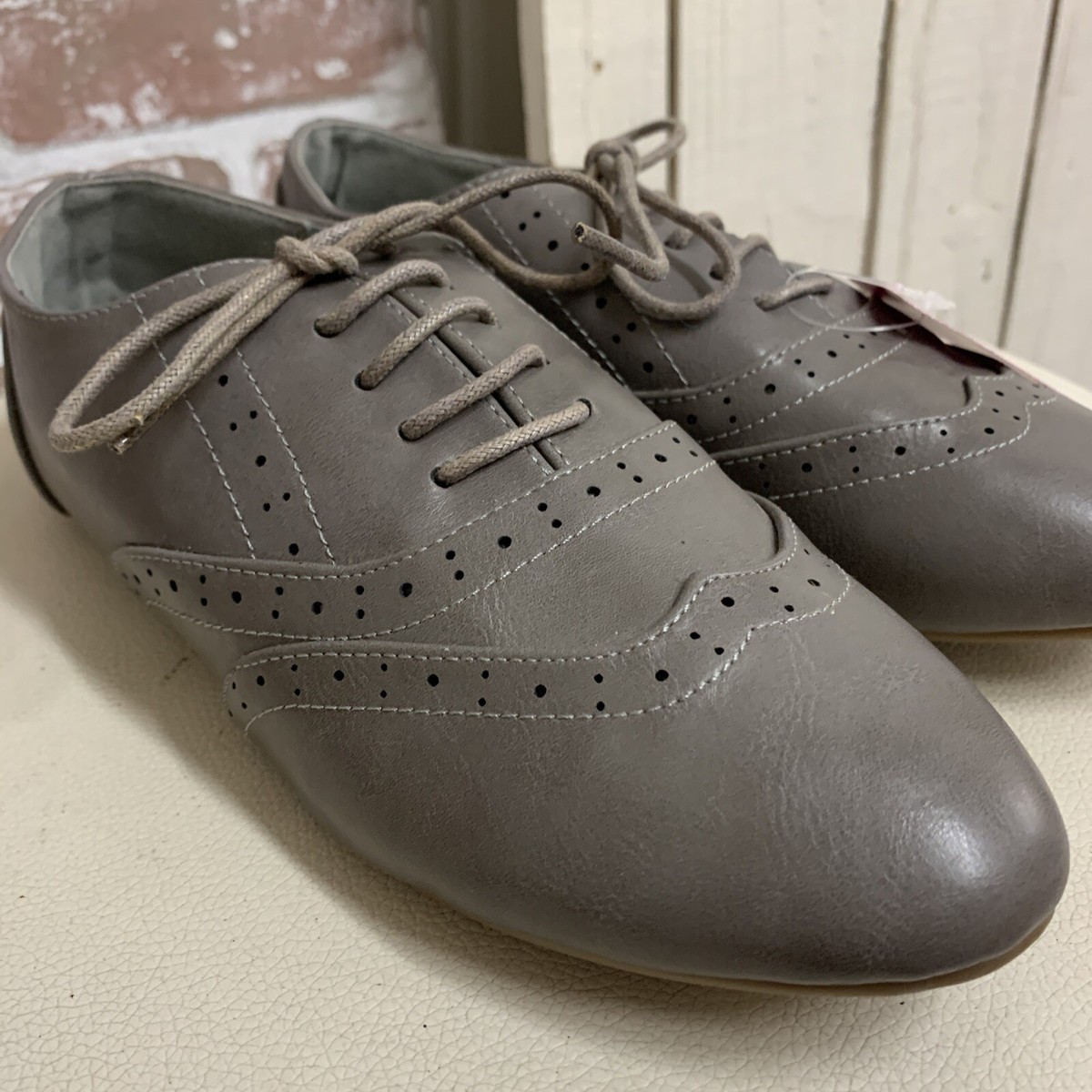 Grey Oxford Shoes Women