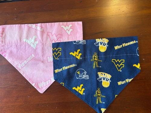 Qty 2-WVU West Virginia Dog Bandana Scarves Fits On Collar Handmade ...