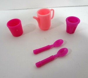 Barbie Doll Drink Cups Pitcher Spoons Play Mini Diorama Accessories | eBay