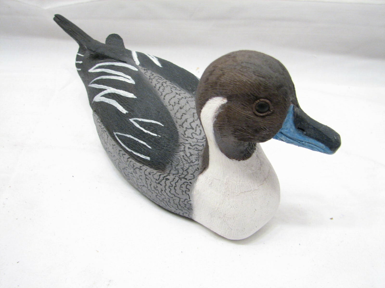 Original Signed ML Northern Pin Tail Duck Wood Model Feather Carved ...