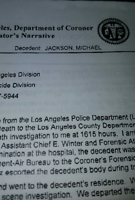 MICHAEL JACKSON AUTOPSY REPORT 50 PAGES COVERING THE PROCESS | eBay