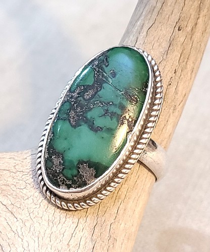 Vintage Native American Sterling Silver Ring Green Turquoise with ...