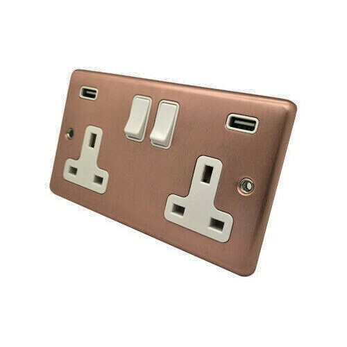 Brushed Matt Satin Copper Plug Sockets Light Switches Dimmers - Whole ...