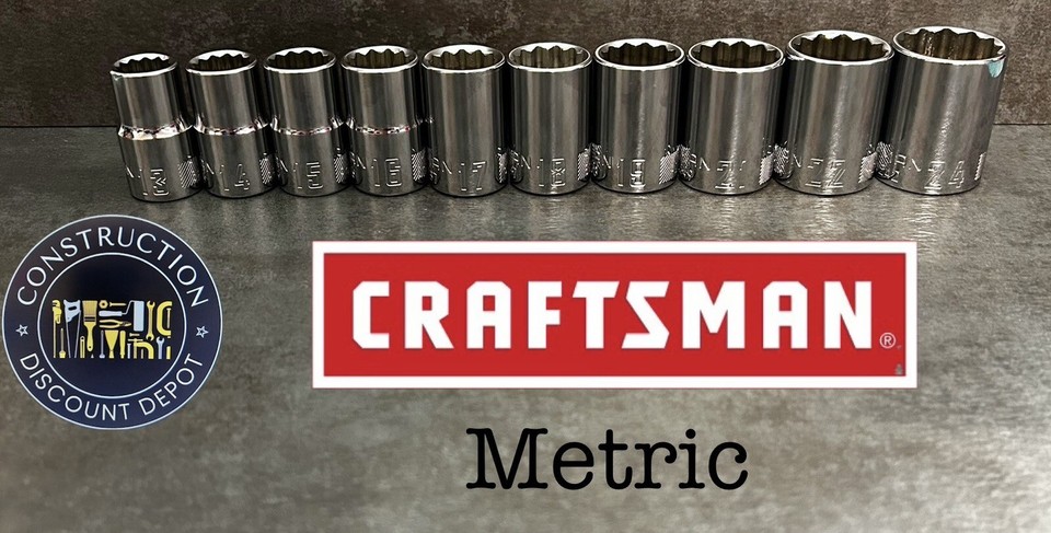 CRAFTSMAN HAND TOOLS 21pc 1/2" Drive SAE METRIC 12pt ratchet wrench ...