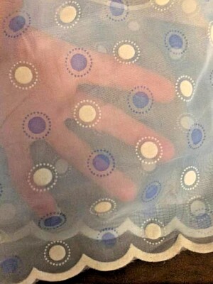 Vintage Blue Fuzzy Flocked Coin Dot Nylon Fabric Trim 8" X 2Yds Doll ...