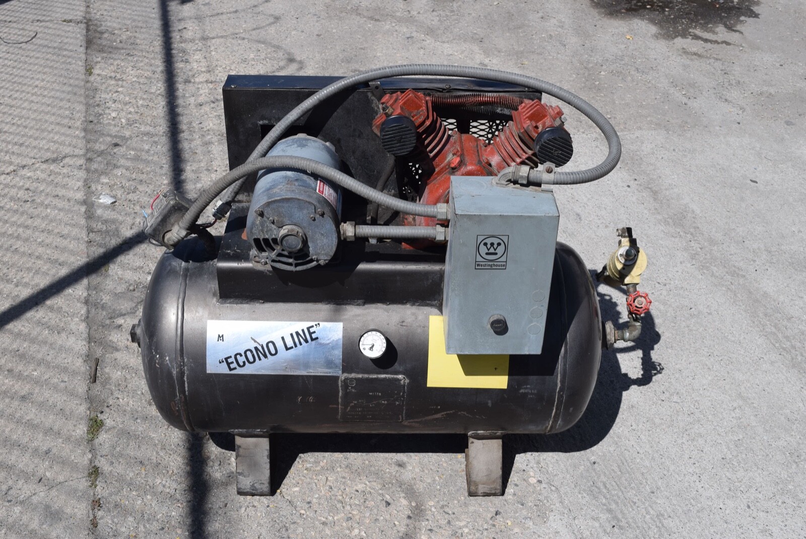 Falcon Air Compressor Cast Iron Twin V Style 2HP 30 Gal 3PH 230/460 v ...