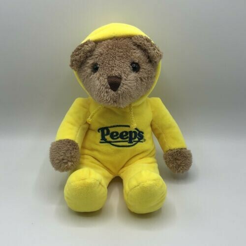 Peeps Brown Plush Teddy Bear with Yellow Hooded Pajama Outfit | eBay