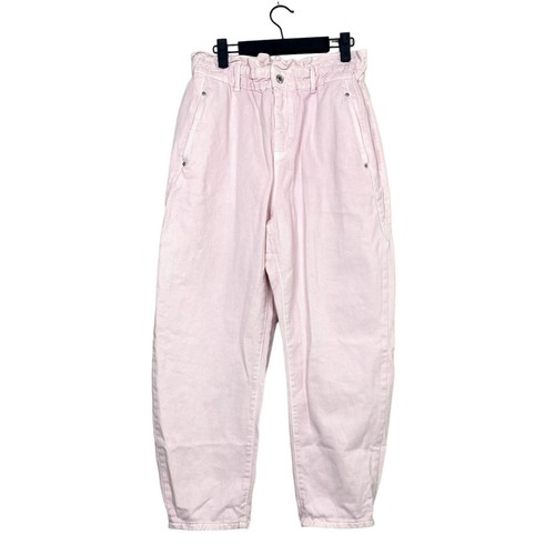 Zara Cotton 90s Paper Bag Relaxed Jean Pants Bunched Waist Pockets 4 ...