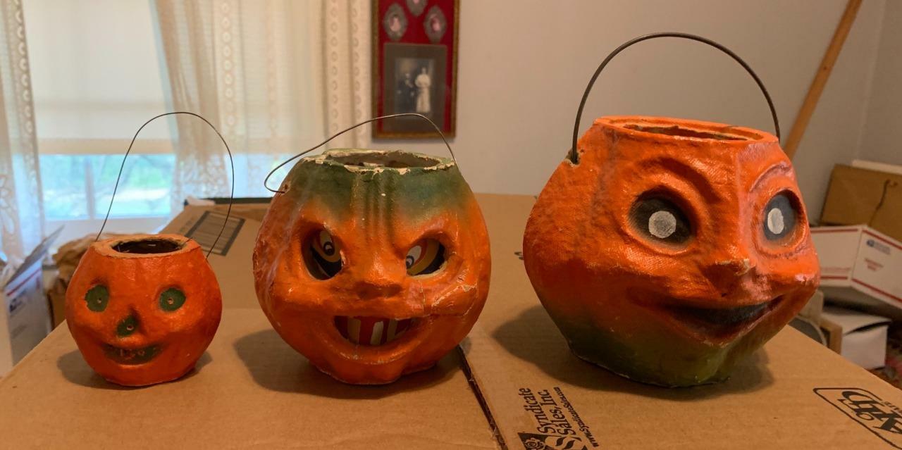 Pumpkin Miniature Jack O Lantern Halloween Candy Container Antique ...