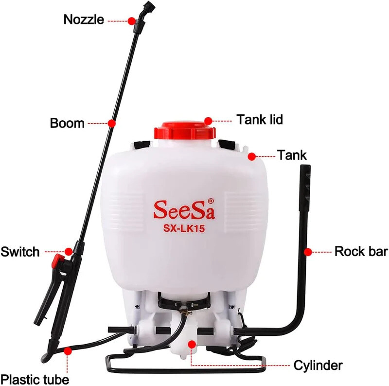 SeeSa 15L Pressure Backpack Water Sprayer Chemical Spray Garden Pump ...