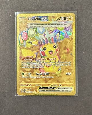 GOLD PIKACHU EX 247/191 Sv08 Holo Surging Sparks Secret Hyper Rare ...