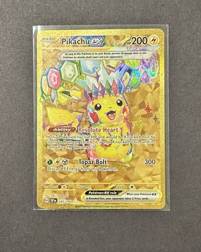GOLD PIKACHU EX 247/191 Sv08 Holo Surging Sparks Secret Hyper Rare ...