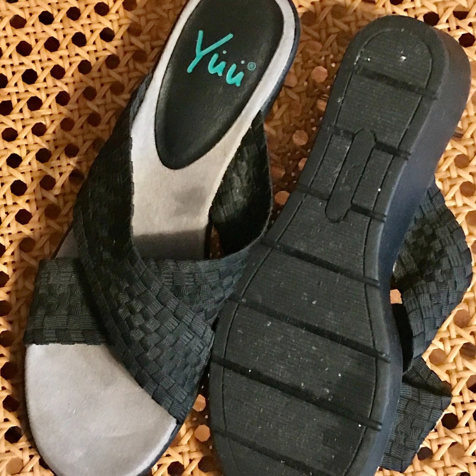 YUU FANEN Women’s Shoes Slip-On Wedge Sandals Black Size 8.5 M ...