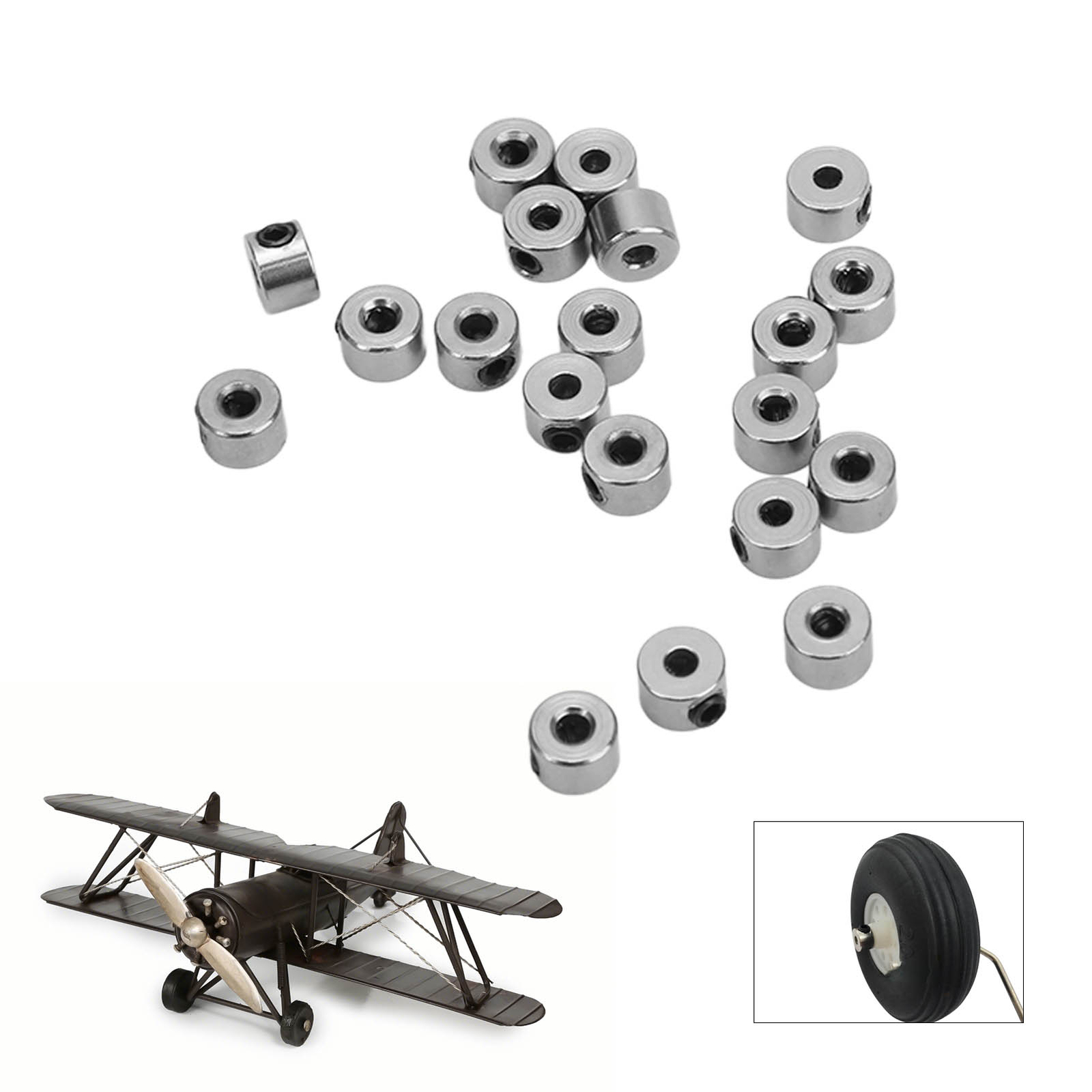 20Pcs Landing Gear Stopper Set Wheel Collar Stainless Steel 2.1mm Fixed ...