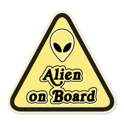 Alien On Board Funny car bumper sticker decal 4" x 4" | eBay