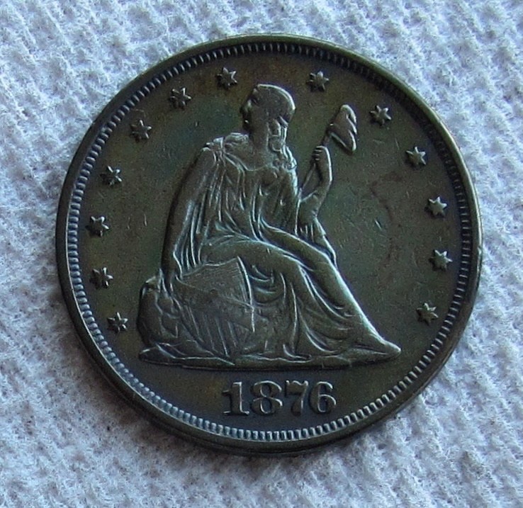 1876 20 Cent Piece Rare Key Date Twenty Cent Piece XF / AU Detail ...