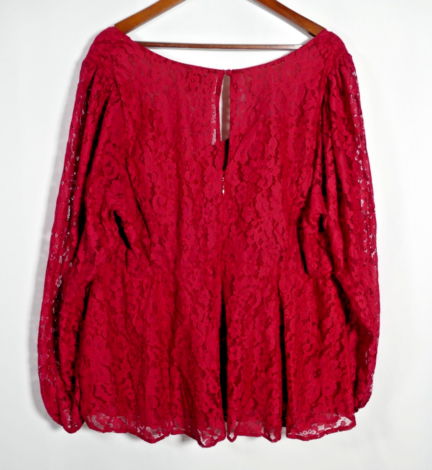 Torrid Womens Romantic Floral Lace Overlay Top Size 3X Red Vamp ...