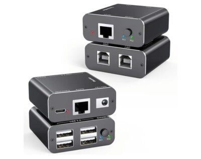 USB Extender Over Cat6/7 USB Switch Extender for 2 PC with 4 USB 2.0 ...