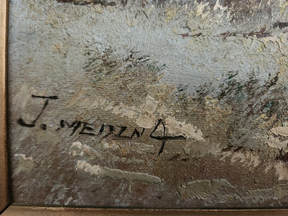 J Medina Signed Original Painting Oil On Canvas Vintage Landscape ...