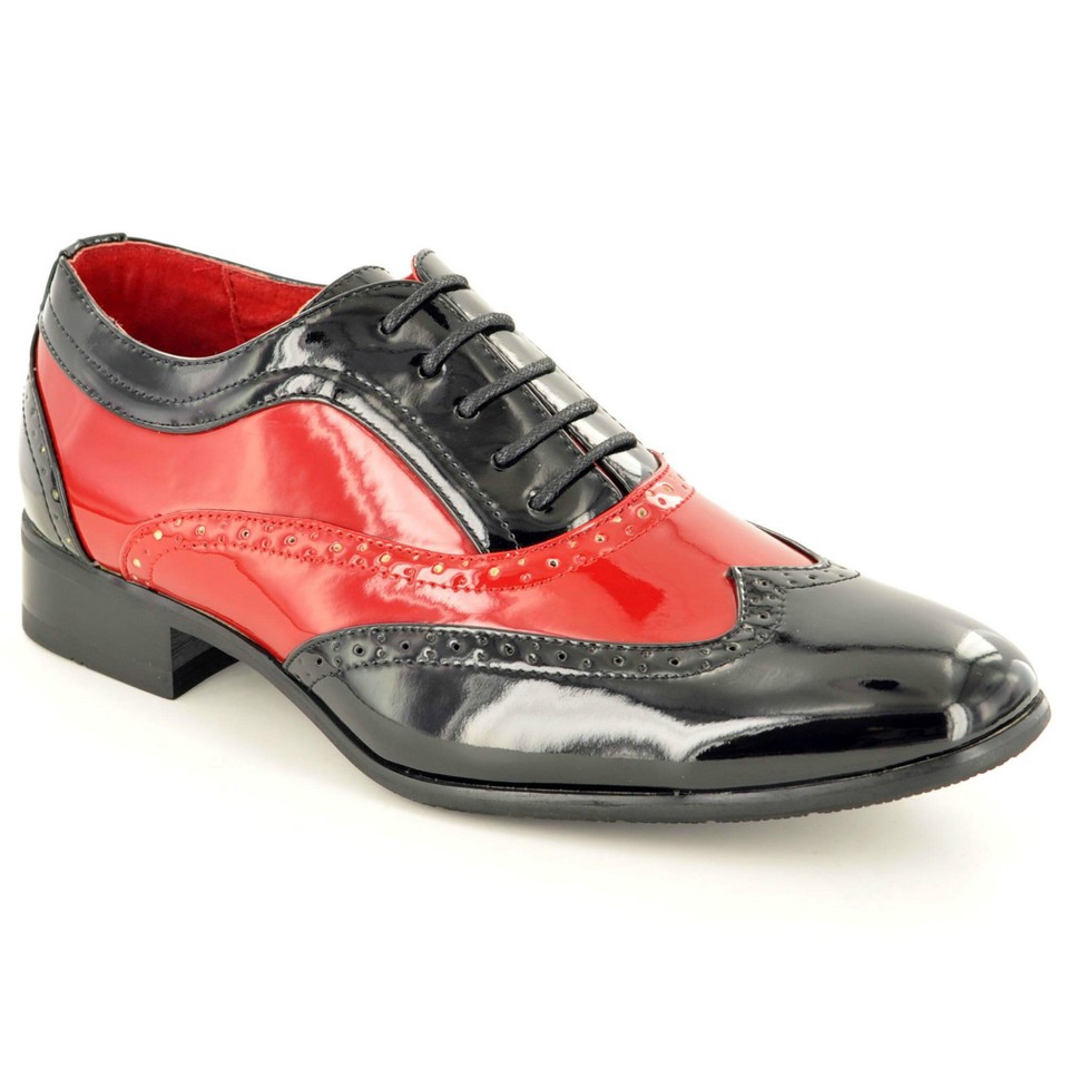 New Mens Dance Shoes Black Red White Brogue Spats Leather Lined in UK ...