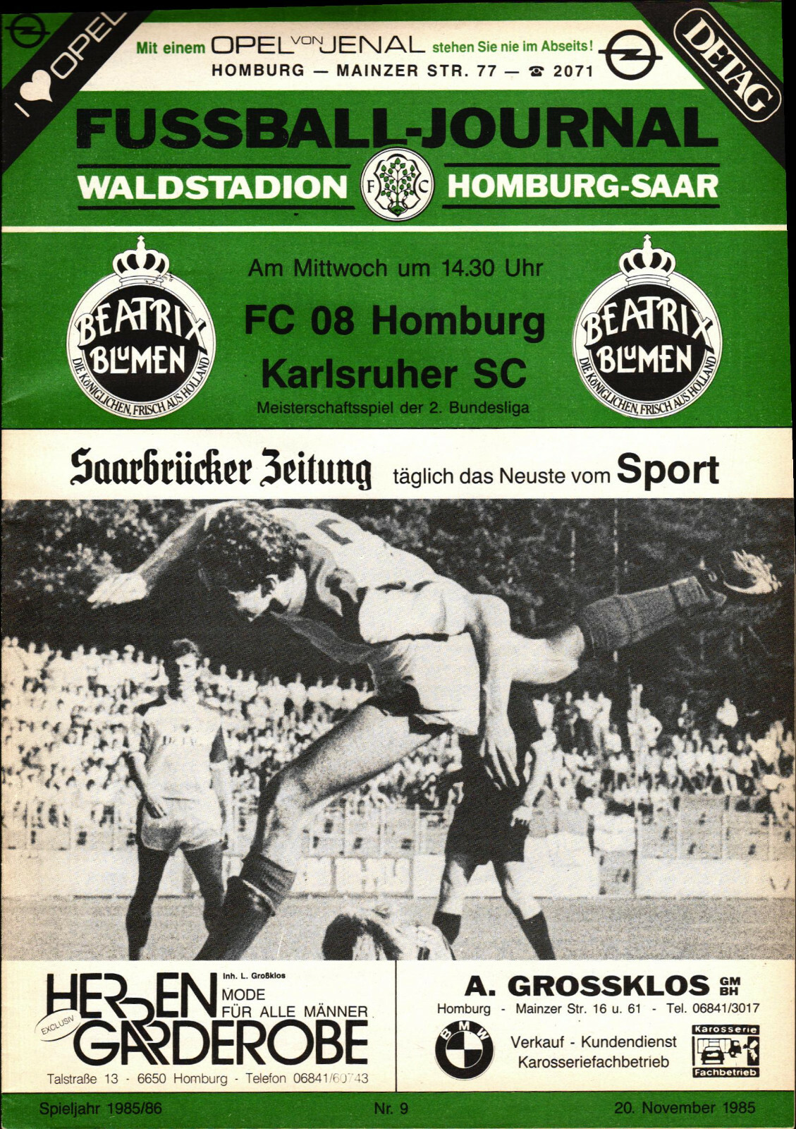 II. BL 85/86 FC Homburg - Karlsruher SC, 20.11.1985 | eBay.de