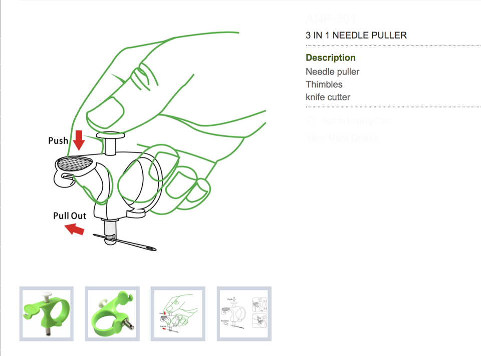 3 In 1 Needle Puller + Thimble + Thread Cutter Sewing Notions Gripper ...