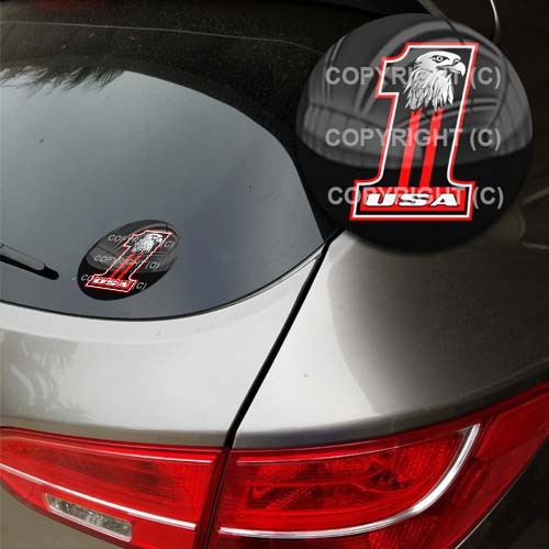 Premium Heavy Duty Round 3M Custom Flat Window Sticker - Red #1 Eagle ...