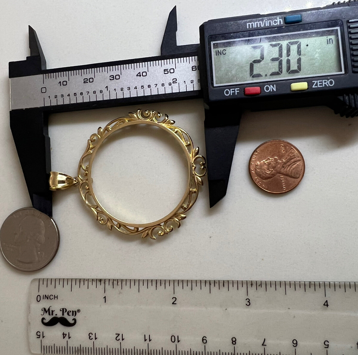 GoLd Bezel 50 pesos pendant 14k SOLID centenario coin frame oro Bisel ...