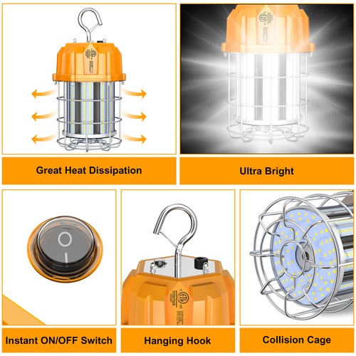 100W LED Temporary Work Light Fixture, Construction Jobsite Hanging ...
