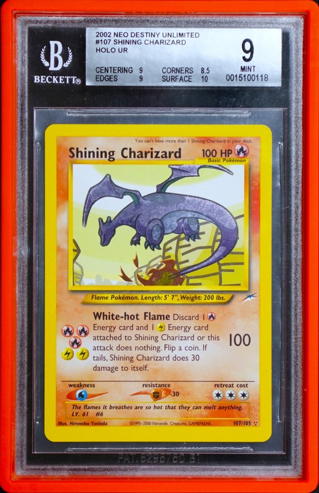 Pokemon TCG Neo Destiny Unlimited #107/105 Shining Charizard Holo BGS 9 ...