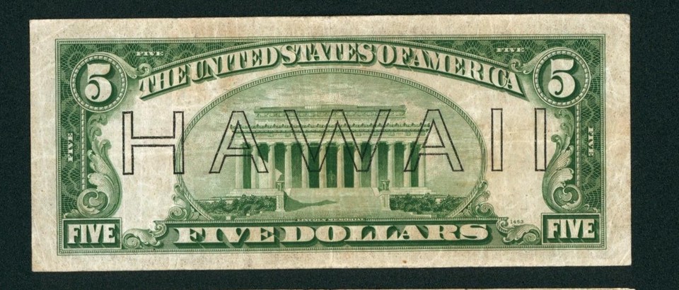 (TRINARY) $5 1934 (( HAWAII )) Federal Reserve Note ** DAILY CURRENCY ...