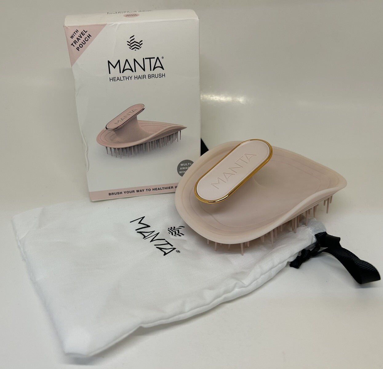 Manta Healthy Hair Brush Flexible Prevent Breakage PINK ROSE GOLD NIB W ...