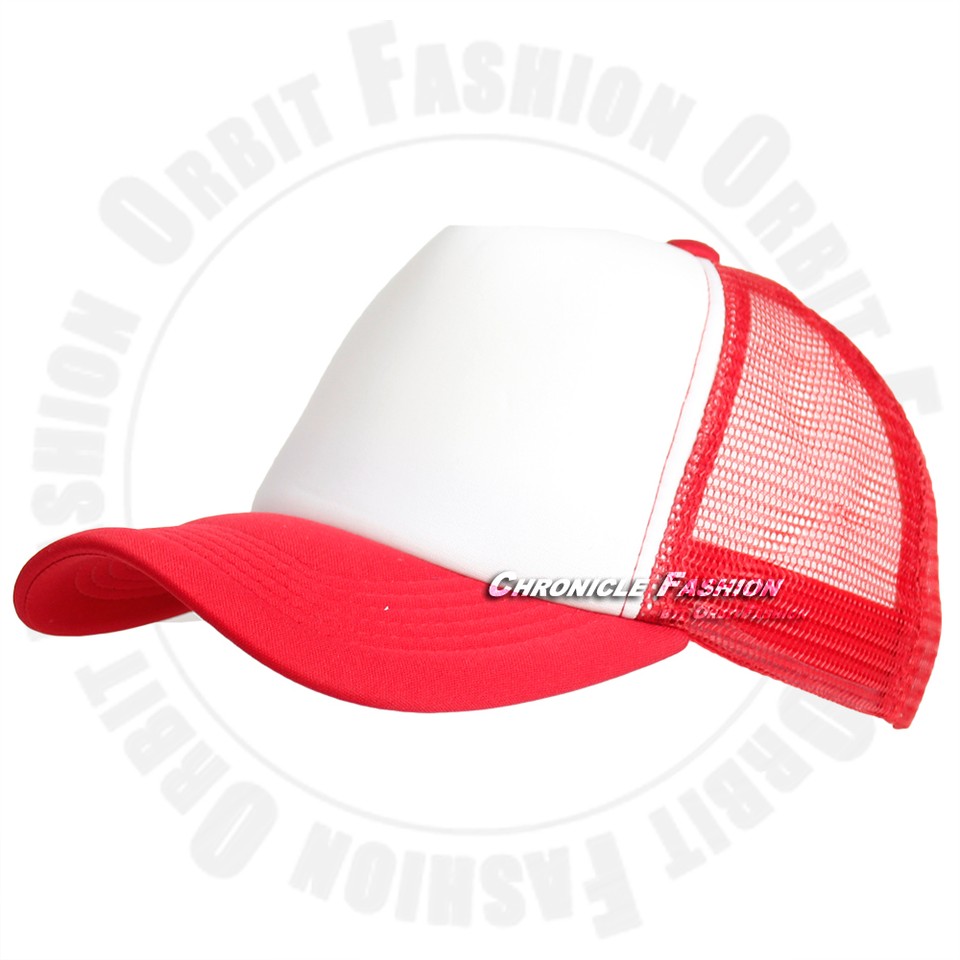 Trucker Hat Foam Mesh Back Snapback Adjustable Baseball Cap Plain Solid ...