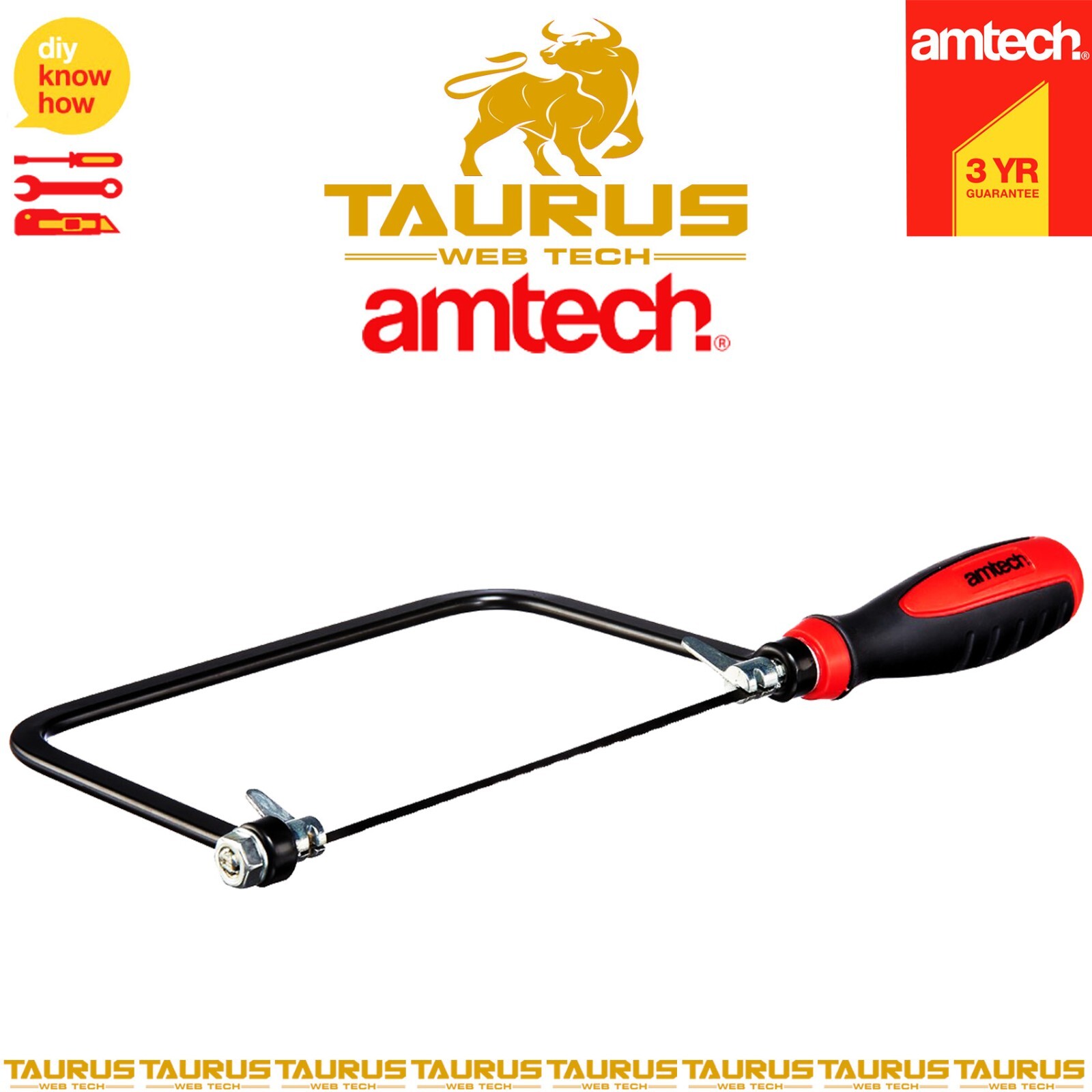 12cm AMTECH Deep Steel Frame Coping Saw Soft Handle Carpenter Blades UK ...