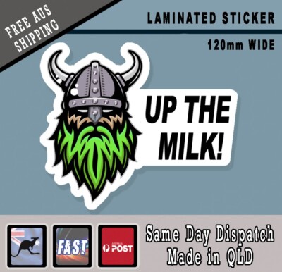raiders milk sticker Decal Custom Design 120mm laminate canberra footy ...