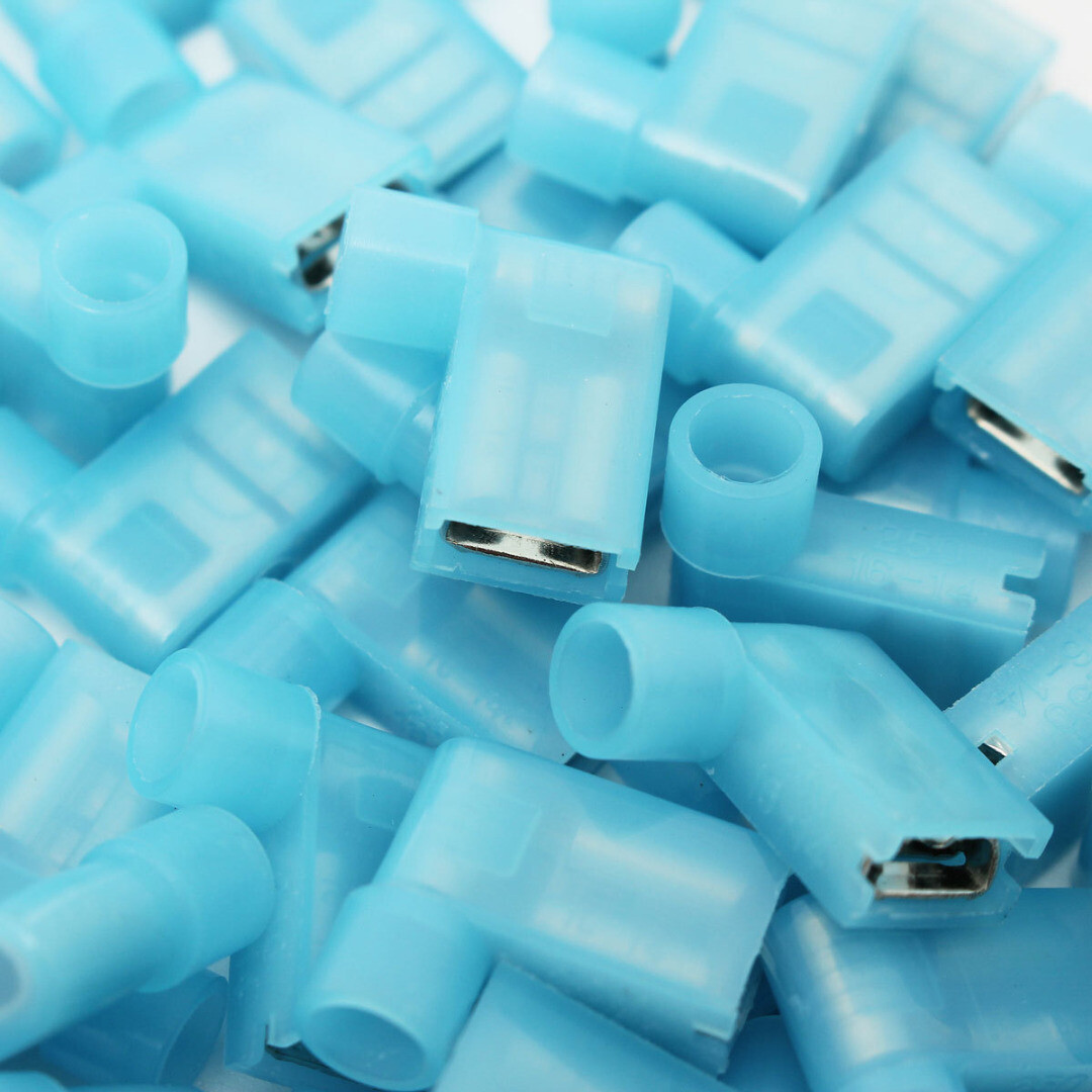 50pcs 16-14AWG Insulated Female Spade Terminals Right Angle Flag Crimp ...