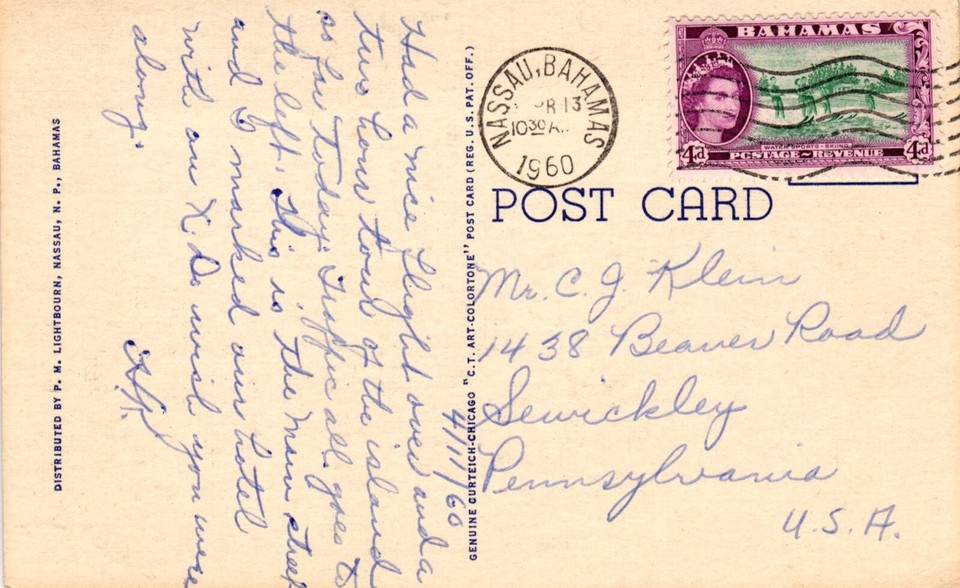 Postcard Bay St., Nassau Bahamas posted from Bahamas post office the ...
