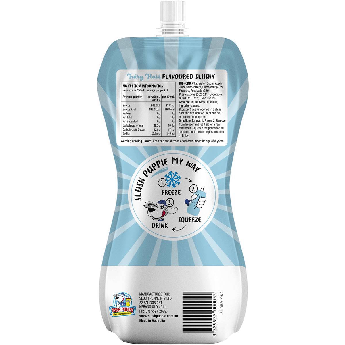 Slush Puppie Puppy Fairy Floss Cotton Candy Flavoured Slushy Pouch ...