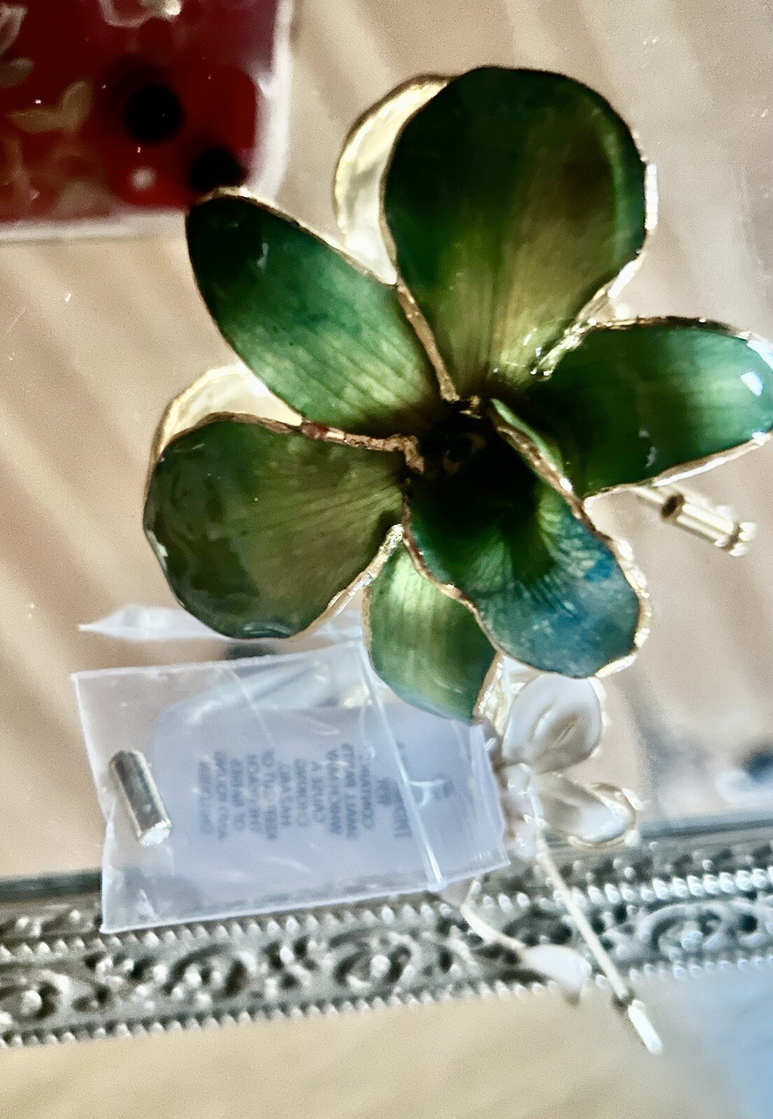 Vtg Lot of 3 Green & White Floral Enamel Hat Stick Pin Lapel w Yellow ...