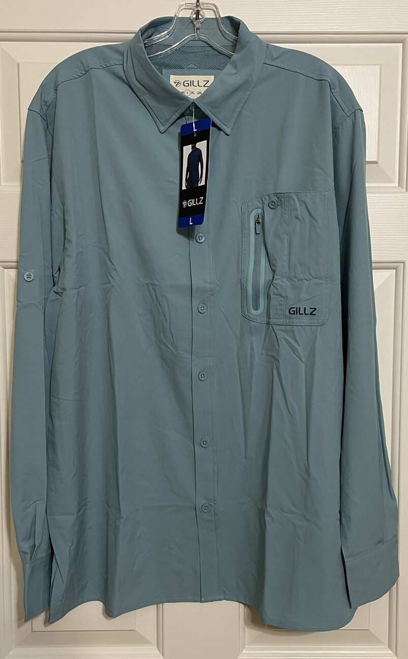 NWT Gillz size L cameo blue Long Sleeve outdoor Fishing Shirt men's | eBay