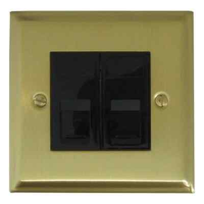 G&H DSB62B Deco Plate Satin Brushed Brass 2 Gang RJ45 Cat5e Data Socket ...