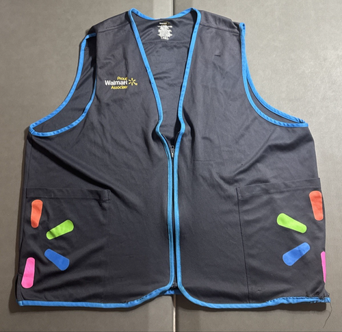 Walmart Proud Associate Unisex Black / Blue Uniform Vest Size 2XL / XXL ...