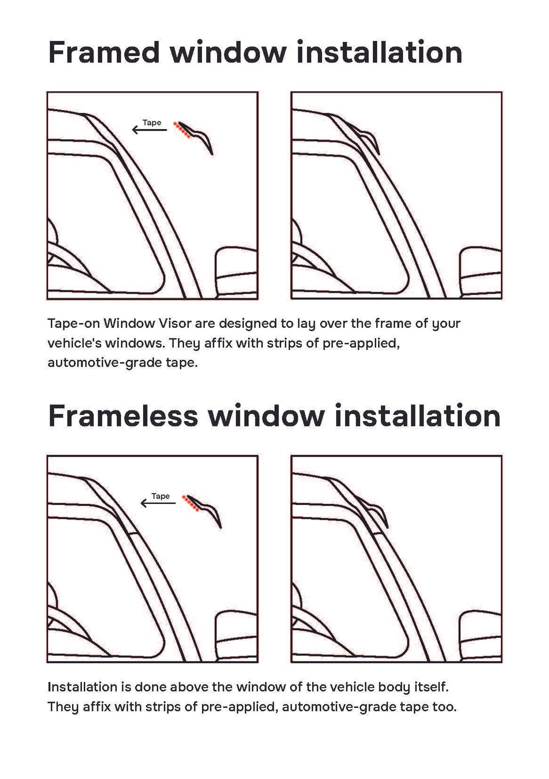 Tape-on Windows Visors Deflector Sun Rain Guard for Mercedes GLK 2008 ...