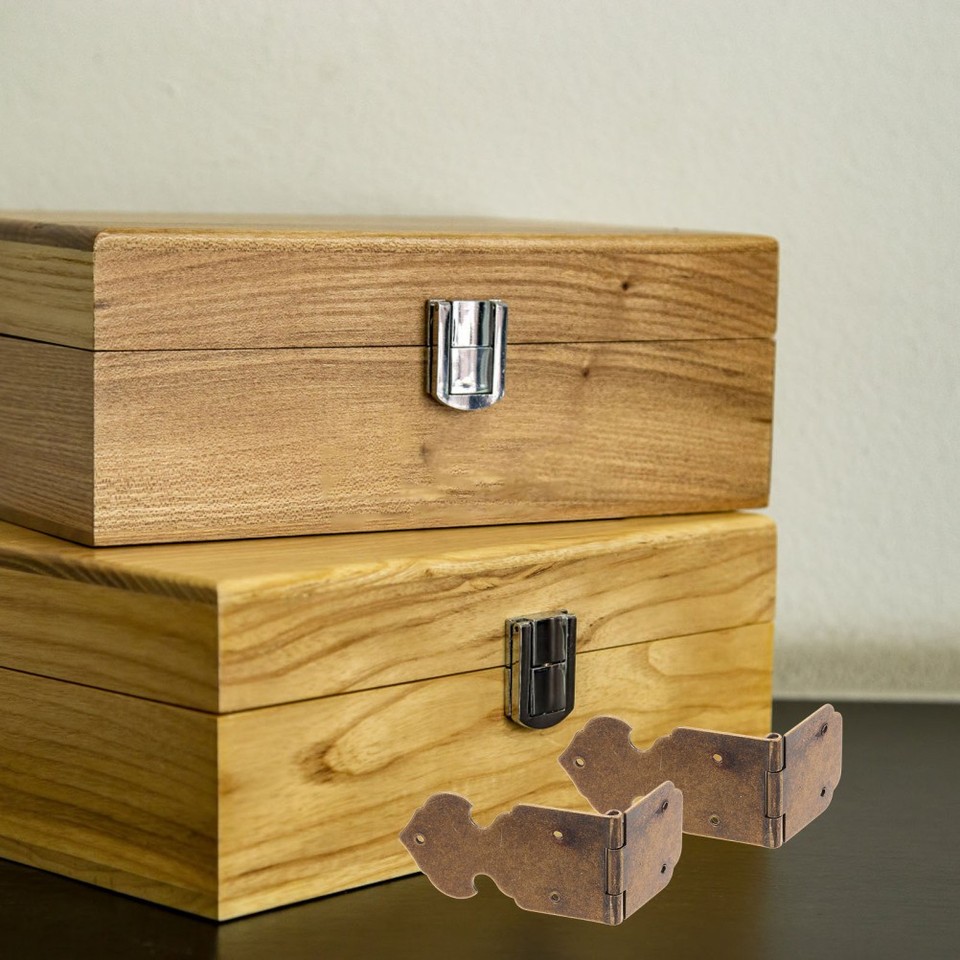 2pcs Cabinet Hinges Antique Brass Hinge Furniture Hardware Jewelry Box ...