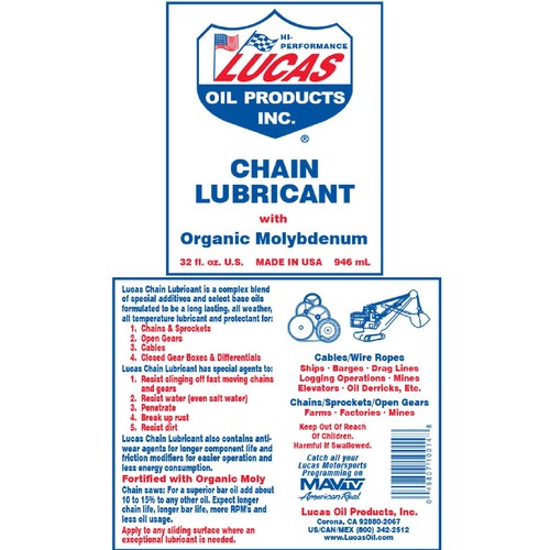 Lucas Oil Set of 6 Water Resistant All Weather Chain Lubricant 1 Quart ...