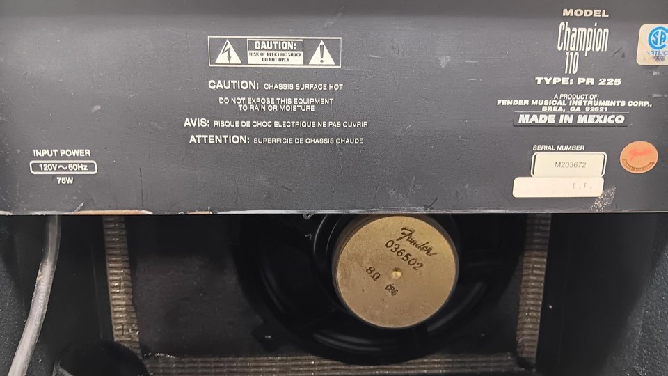 Fender Champion 110 - 1x10in PR 225 TransTub Guitar Combo Amplifier ...