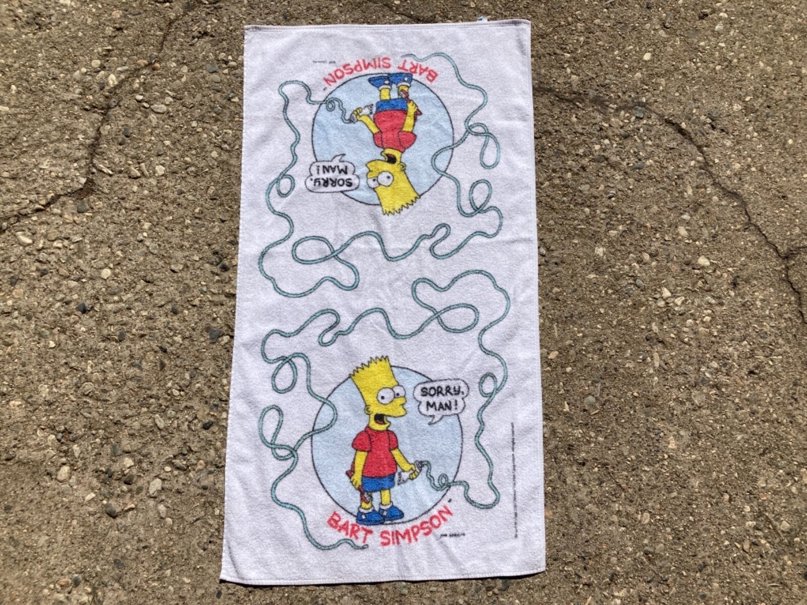 VINTAGE BART SIMPSONS BEACH BATH TOWEL 1990 SORRY MAN Toothpaste GREAT ...